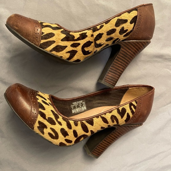 Fossil | Shoes | Fossil Heels Animal Print Leather Used | Poshmark